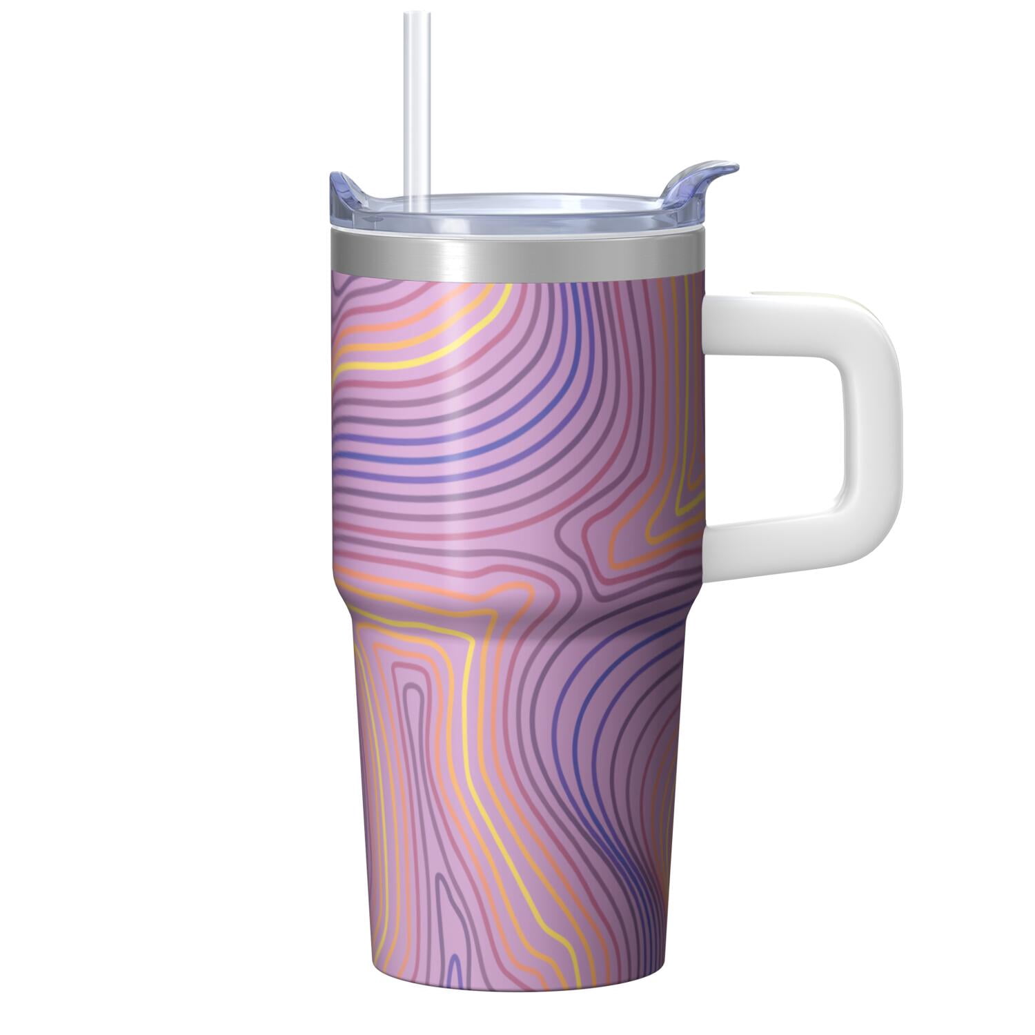 20oz Insulated Stainless Steel Tumbler with Handle and Straw, 360° Full ...