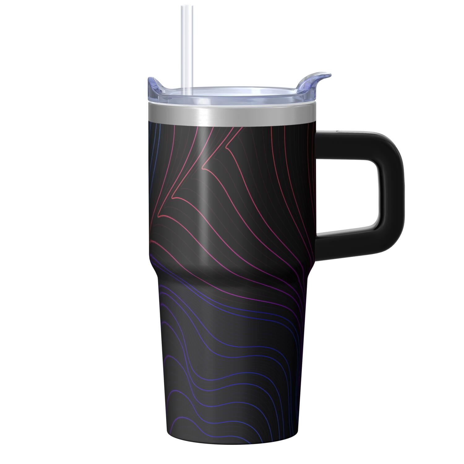 20oz Insulated Stainless Steel Tumbler with Handle and Straw, 360° Full ...
