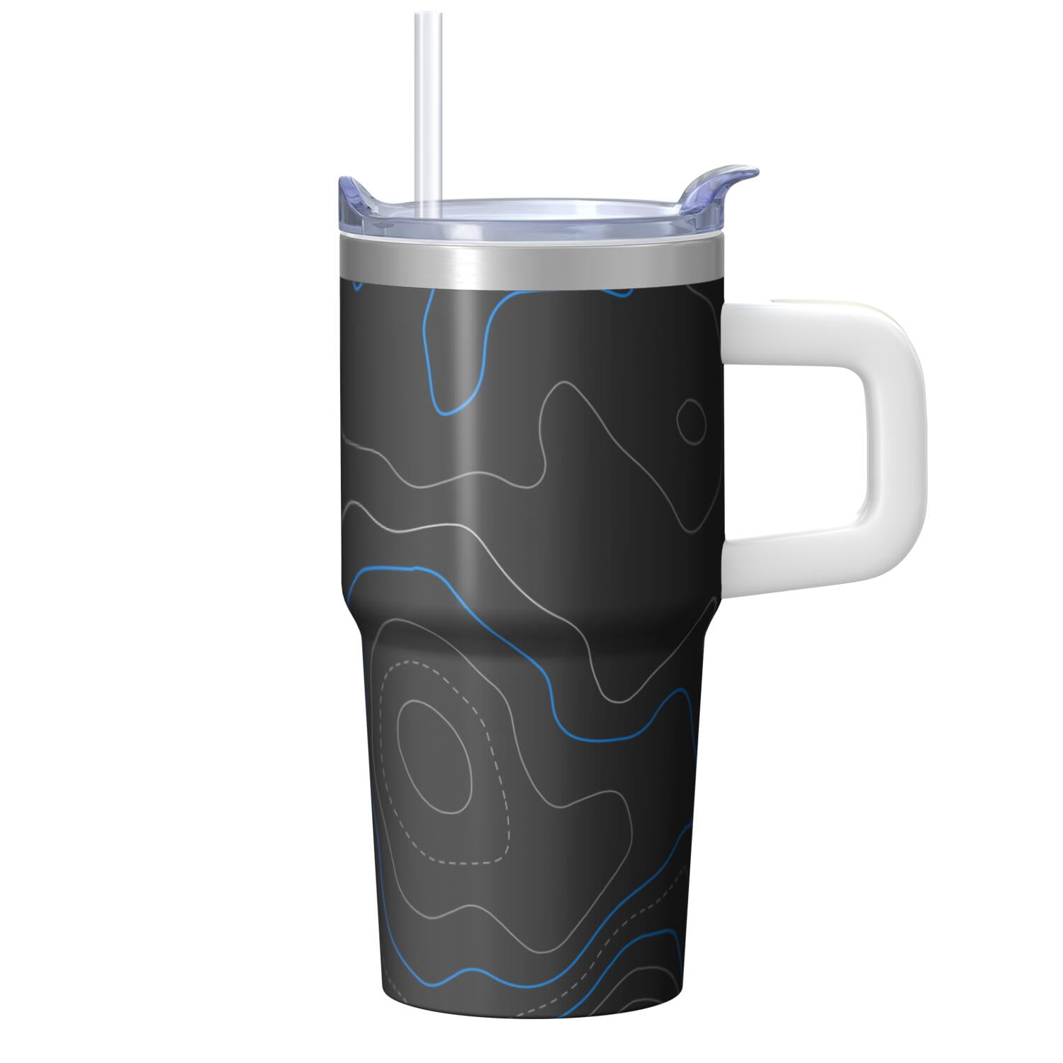 20oz Insulated Stainless Steel Tumbler with Handle and Straw, 360° Full ...