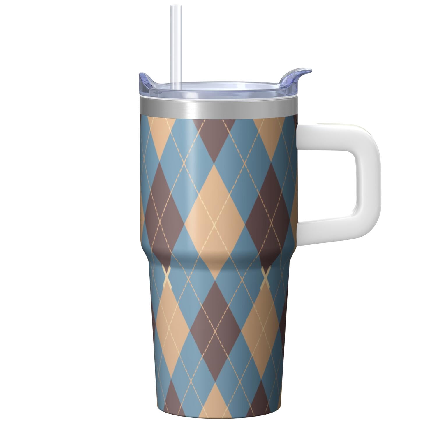 20oz Insulated Stainless Steel Tumbler with Handle and Straw, 360° Full ...