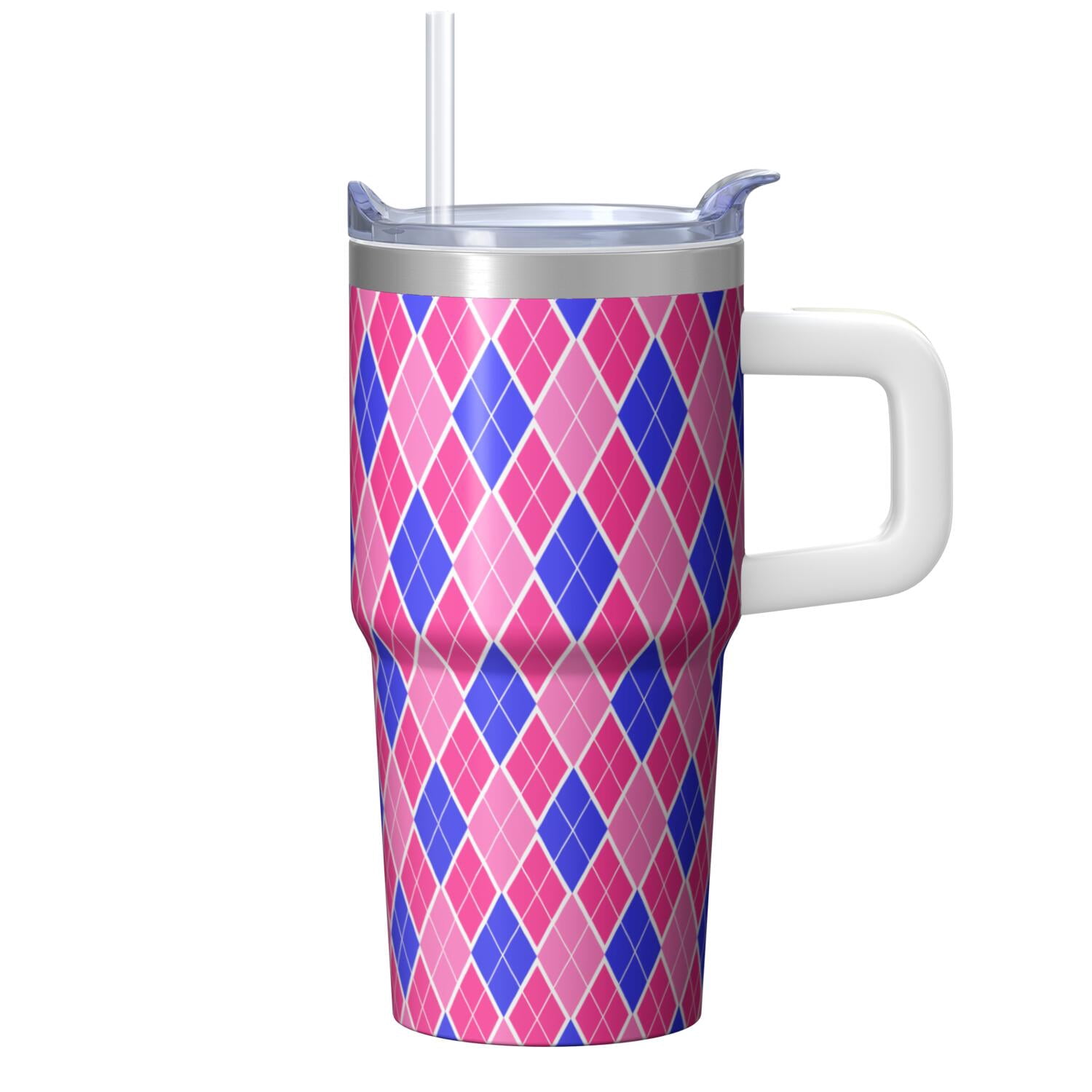 20oz Insulated Stainless Steel Tumbler with Handle and Straw, 360° Full ...