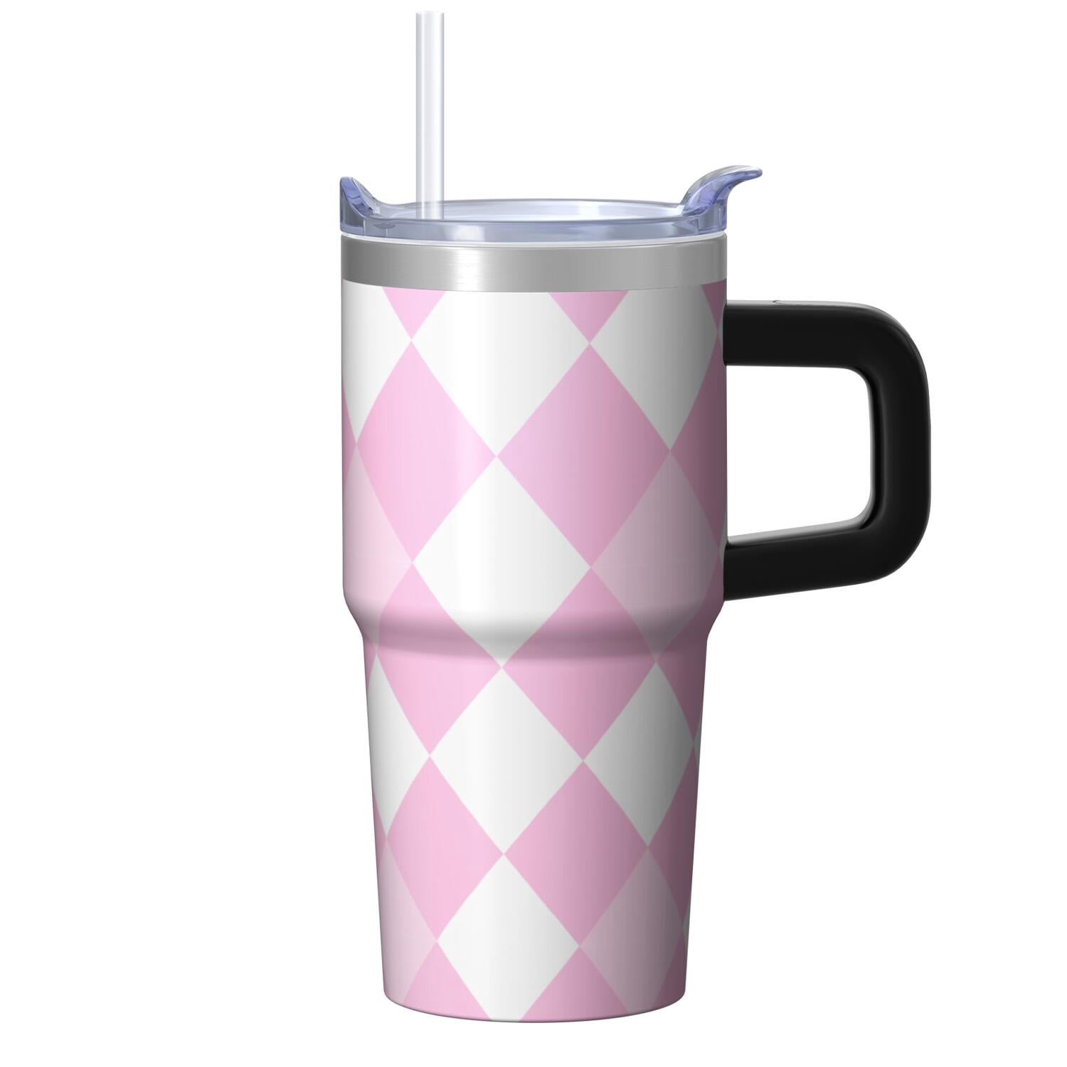 20oz Insulated Stainless Steel Tumbler with Handle and Straw, 360° Full ...
