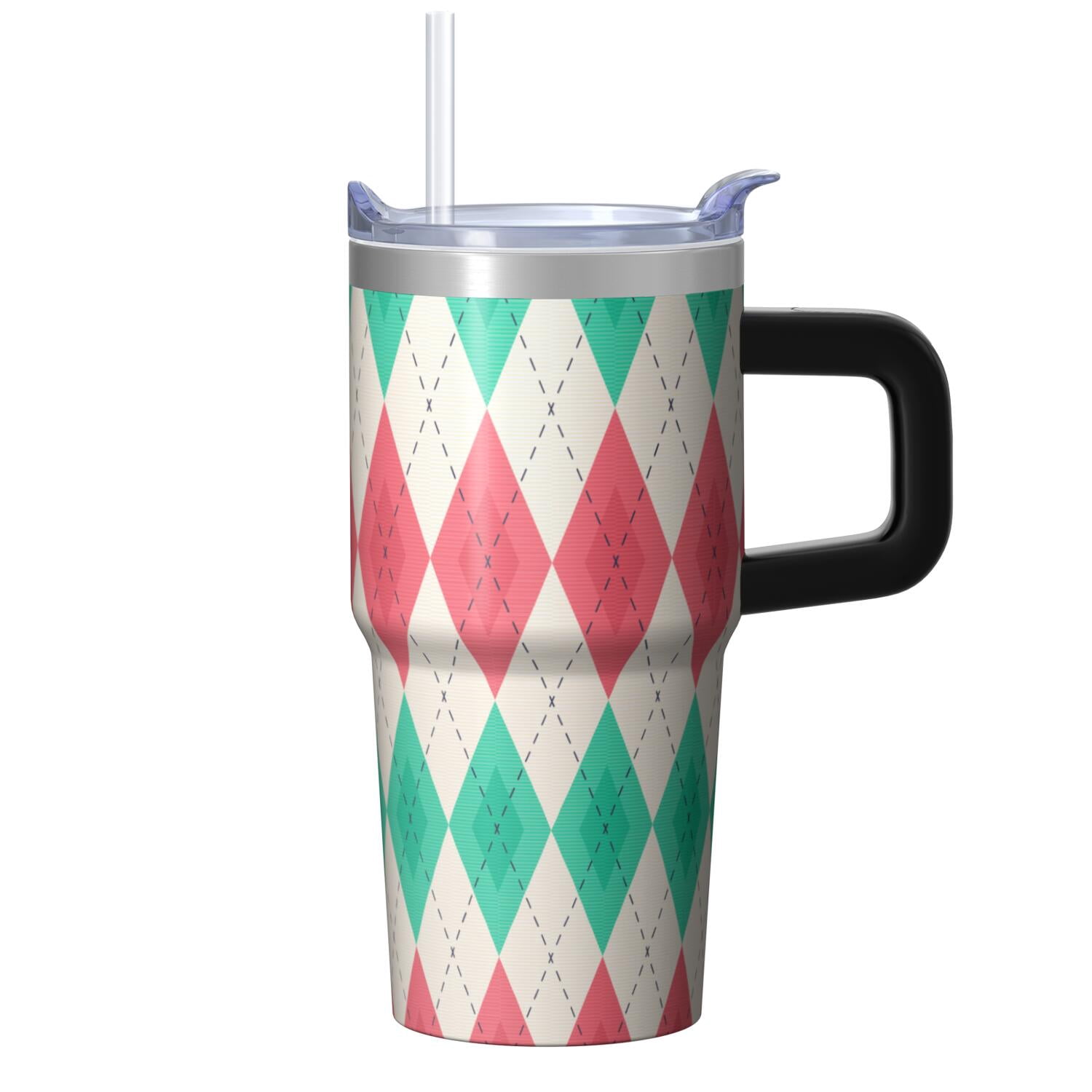 20oz Insulated Stainless Steel Tumbler with Handle and Straw, 360° Full ...