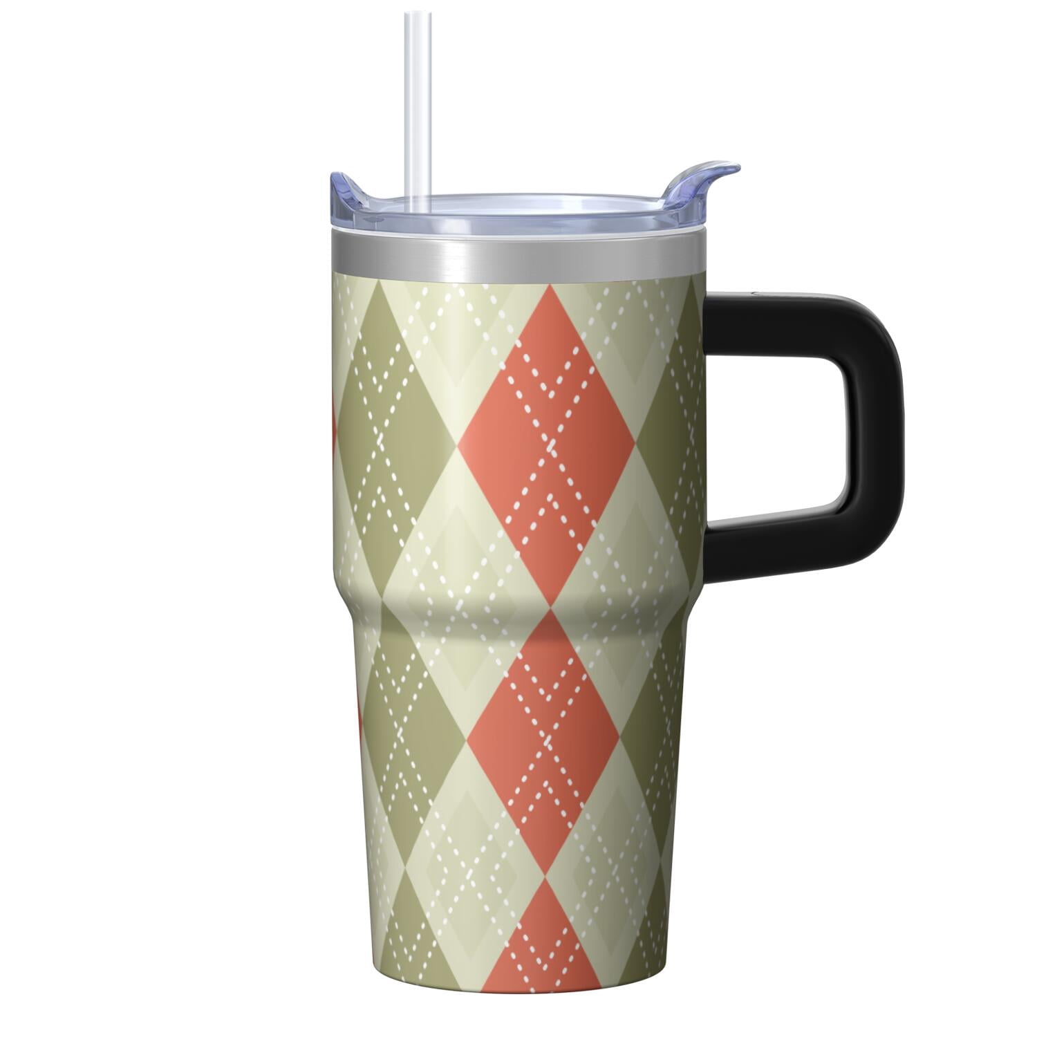 20oz Insulated Stainless Steel Tumbler with Handle and Straw, 360° Full ...