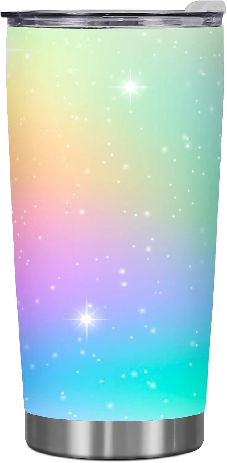 20oz Insulated Travel Coffee Mug Gradient Rainbow Color Stainless Steel ...