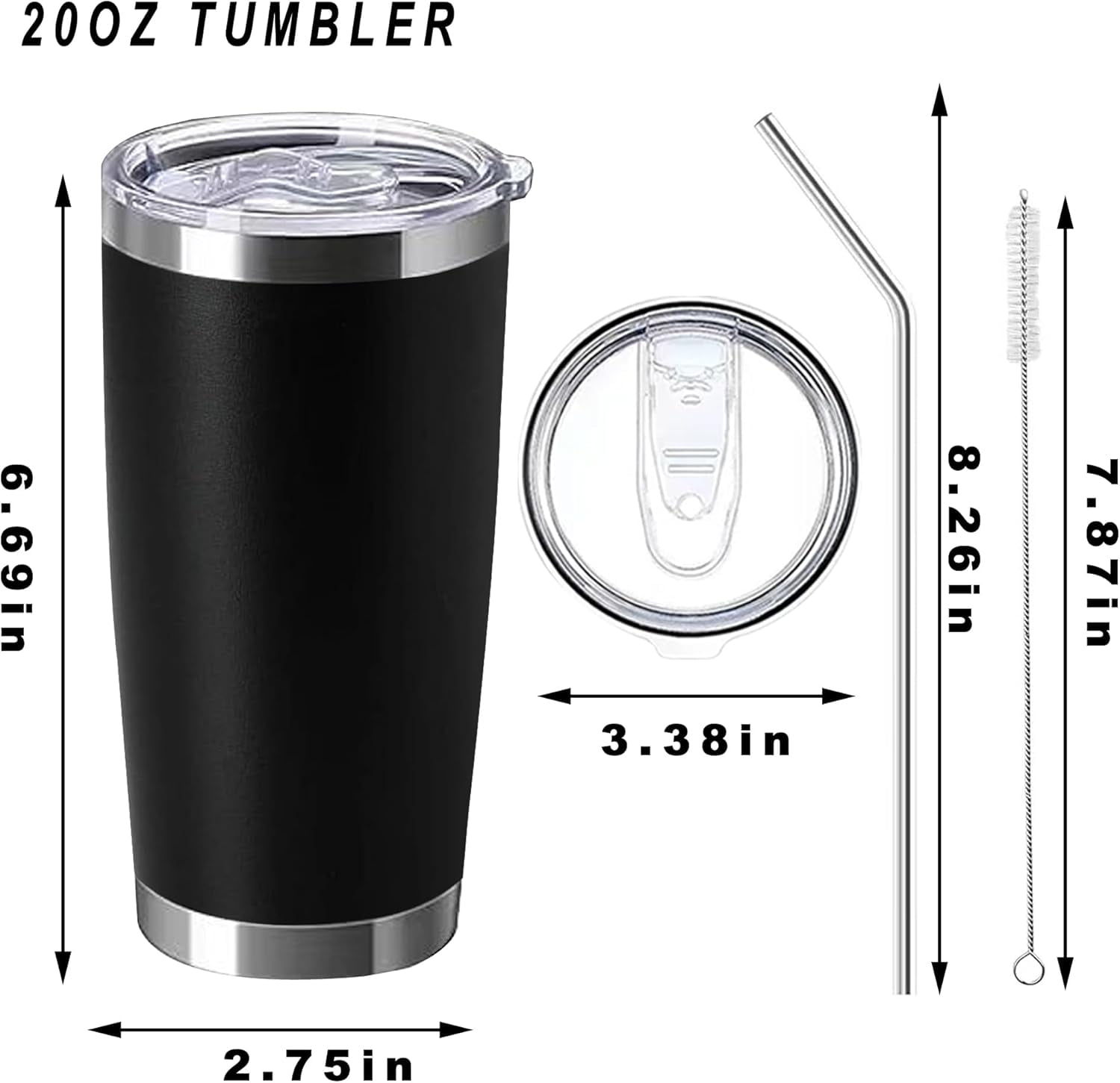 20oz Insulated Tumblers Stainless Steel Cup Tumbler Bulk with Push Lid ...