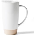 20oz Large Ceramic Coffee Mug with Lid, Handle, for Latte Tea Cocoa ...