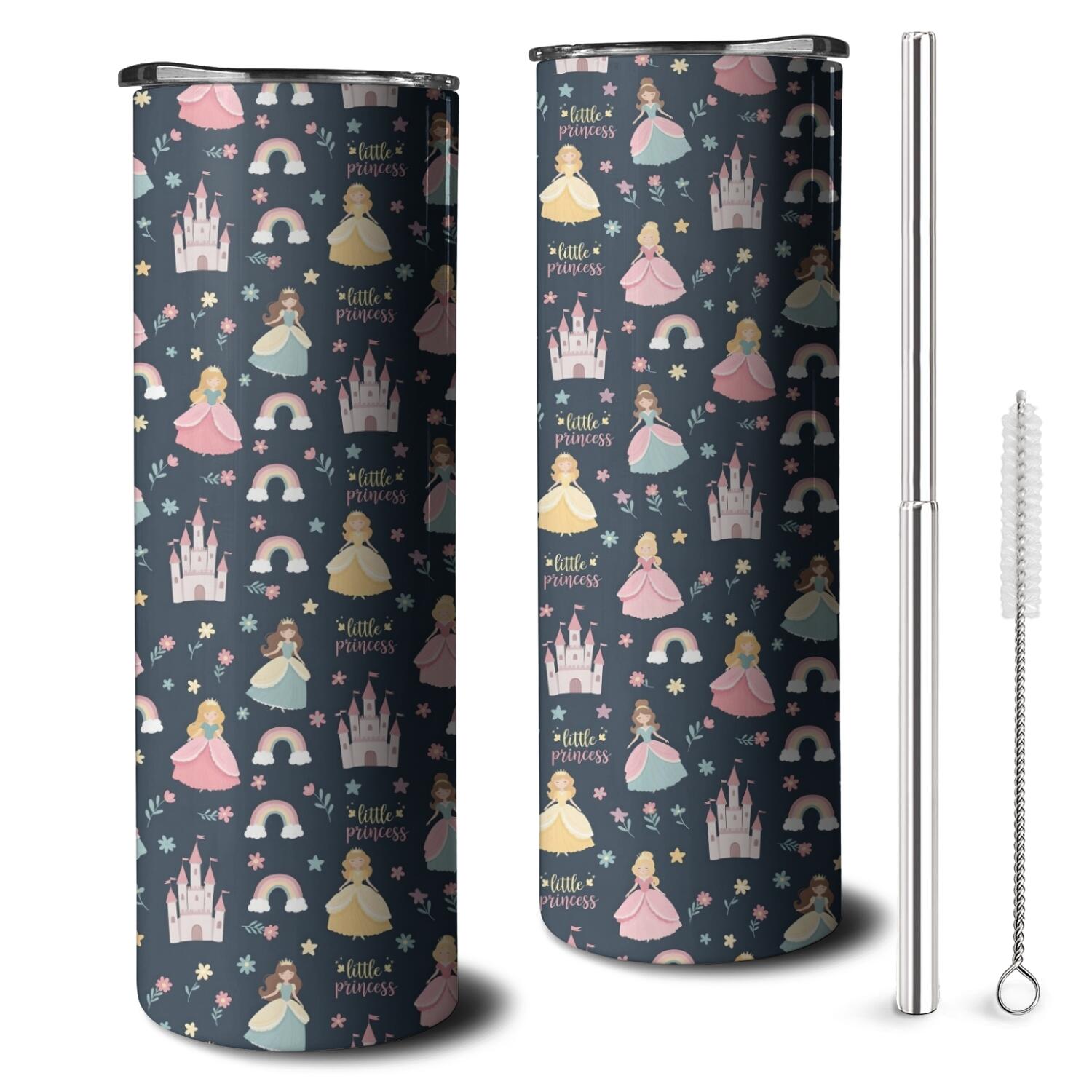 20oz Little Princess Castle Pattern Skinny Tumblers Stainless Steel ...
