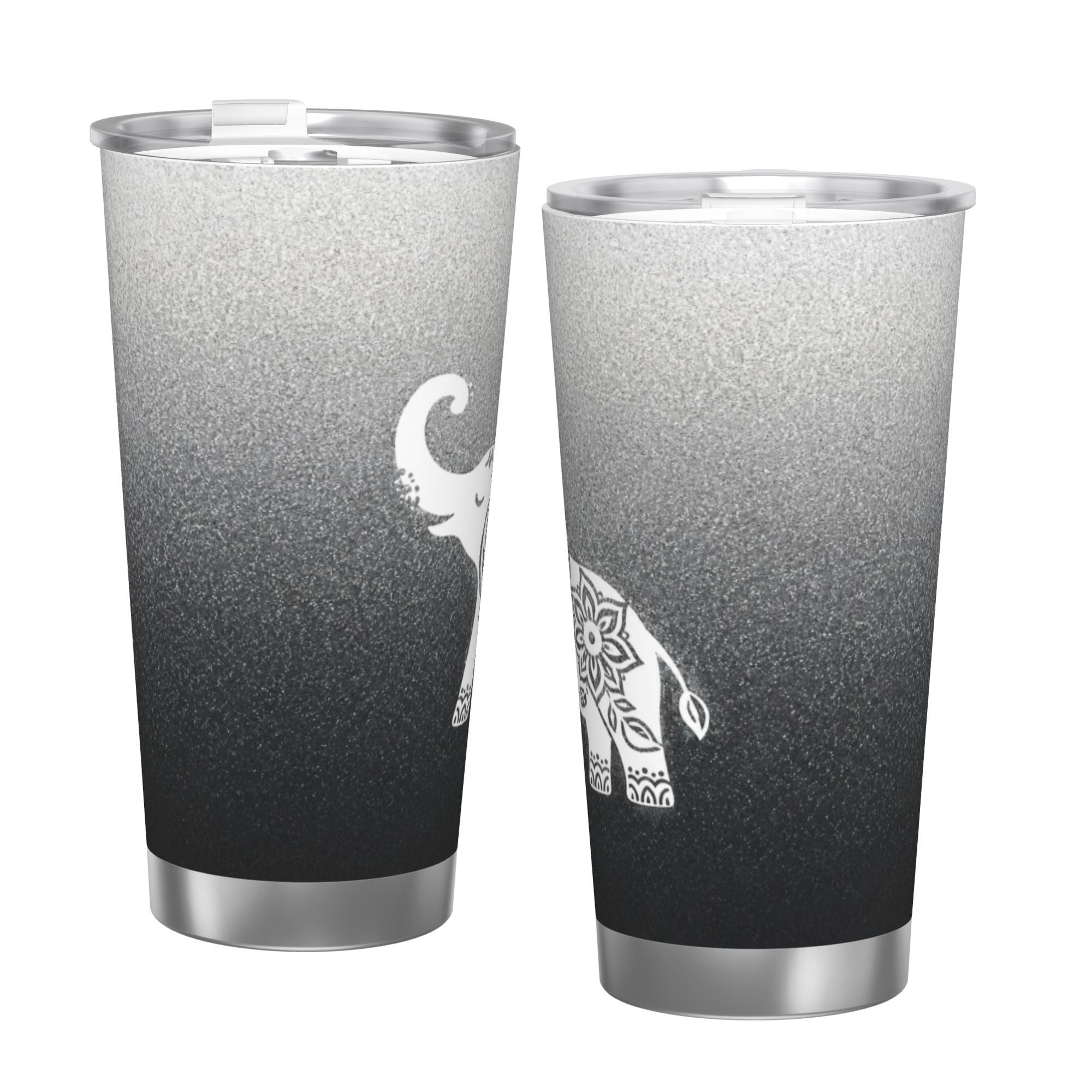 20oz Mandala Elephant Tumbler with Handle and Straw Boho Floral ...