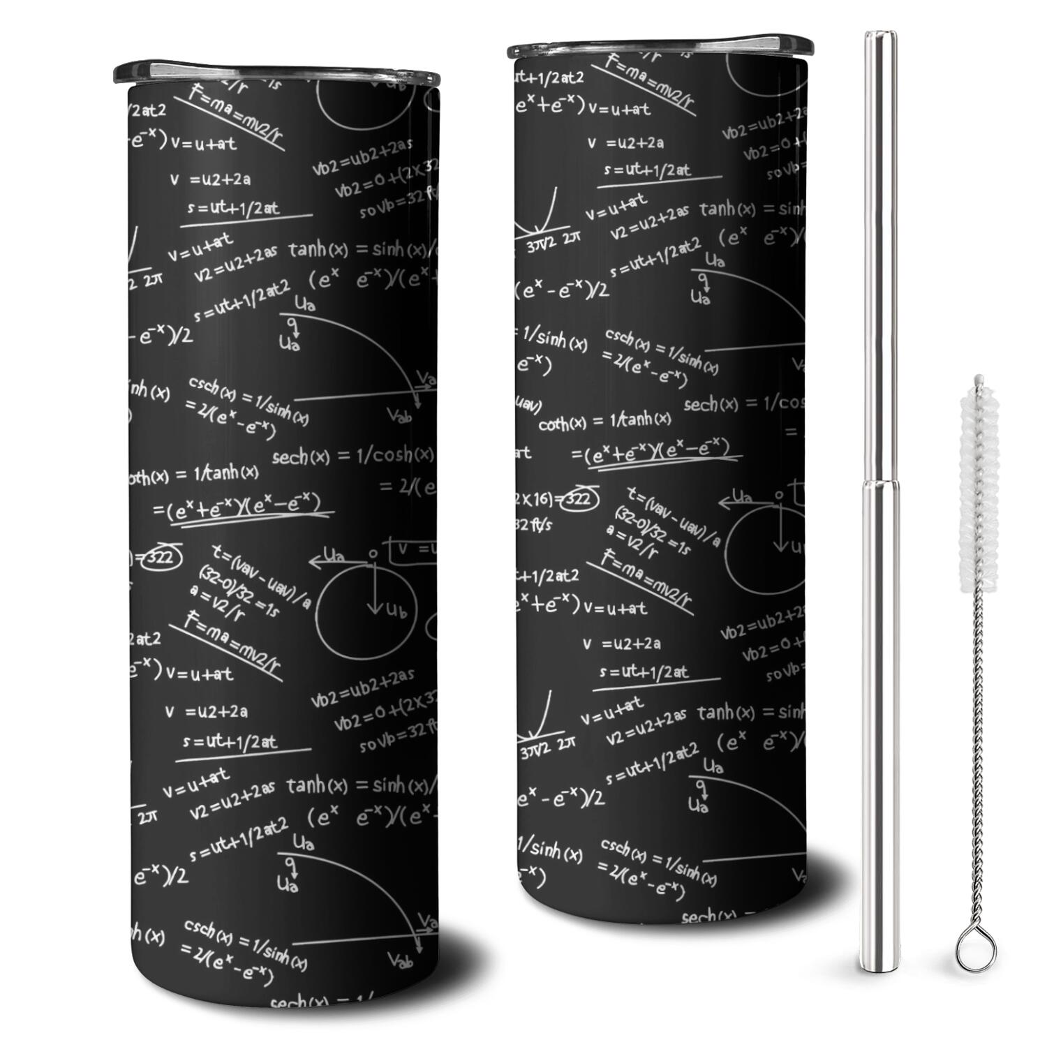 20oz Math Equations Geometry Diagrams Black Pattern Skinny Tumblers ...