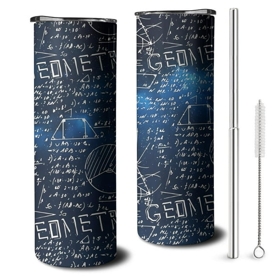 20oz Math Equations Geometry Symbols Blue Pattern Skinny Tumblers ...