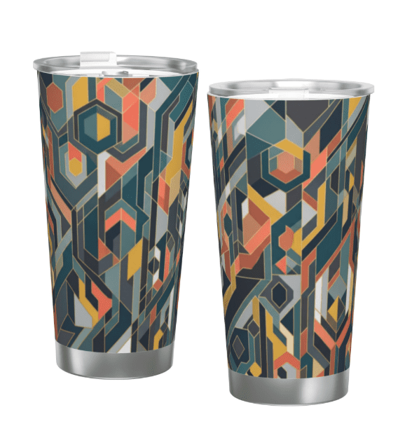 20oz Mid-Century Abstract Geometric Stainless Steel Tumbler, Double ...