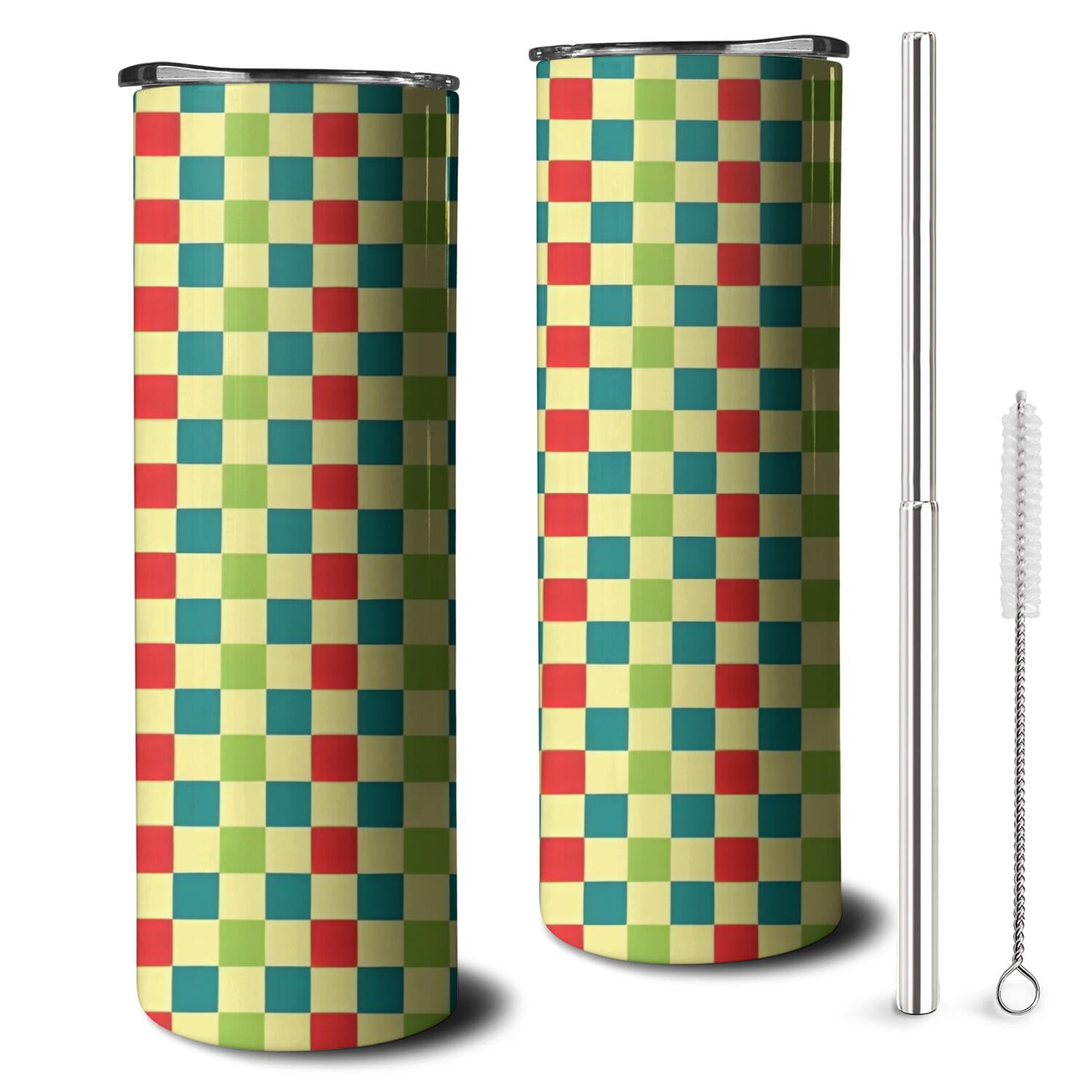 20oz Multi Color Checkerboard Checkered Pattern Skinny Tumblers ...