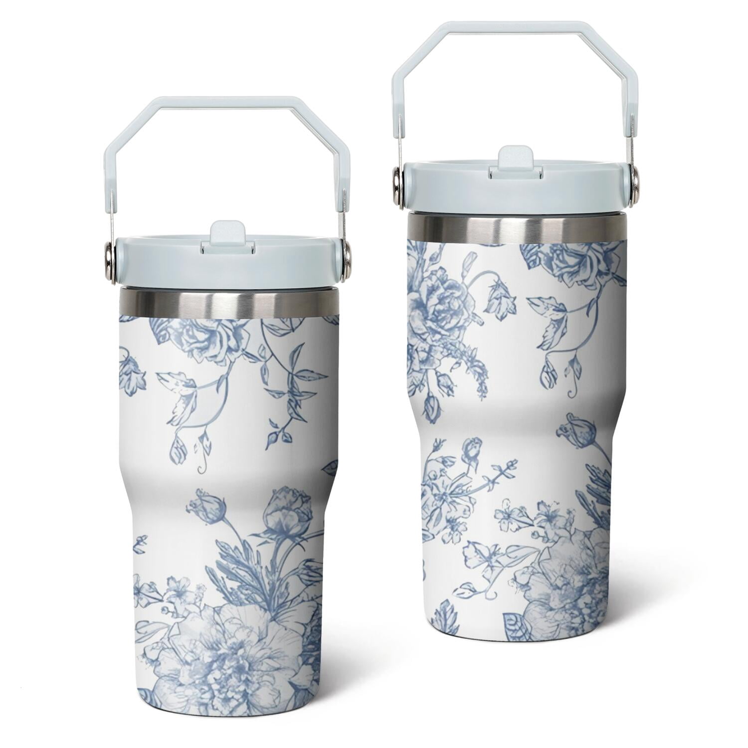 20oz Multicolored Flower Leaves Stainless Steel Tumbler with Top Handle ...