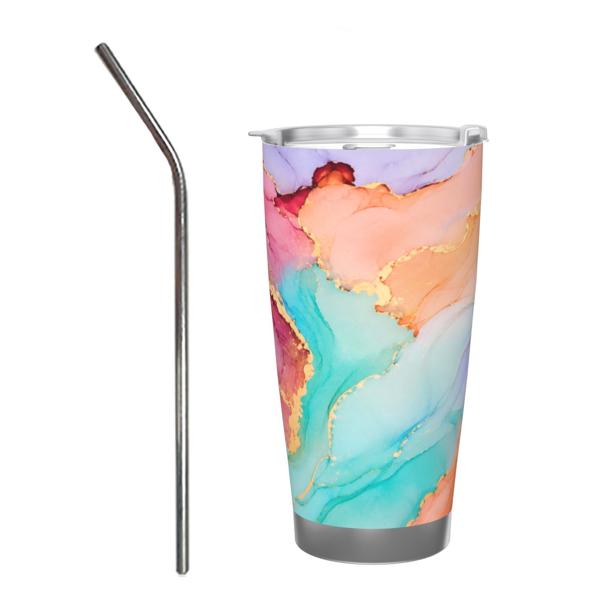 20oz Pastel Alcohol Ink Art Travel Tumbler Gift Insulated Car Cup ...