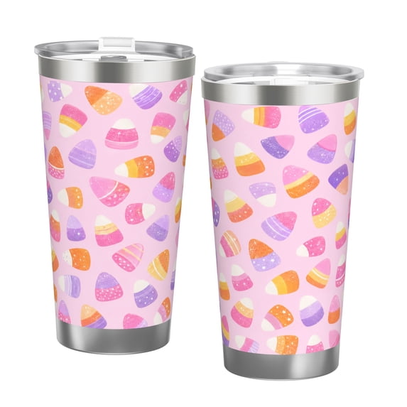 20oz Pastel Candy Corn Halloween Car Tumbler Insulated Travel Cup with ...