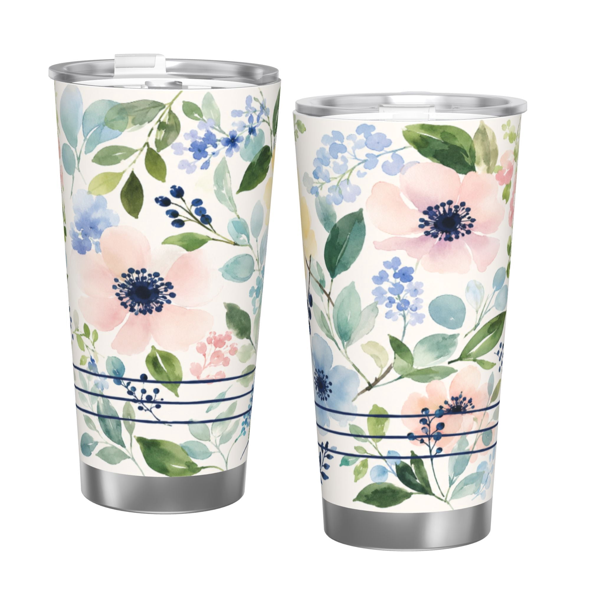 20oz Pastel Floral Watercolor Travel Tumbler Insulated Car Cup with ...