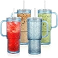 20oz Pink Glass Tumbler with Lid & Straw, Spill-Proof Iced Coffee Cup ...