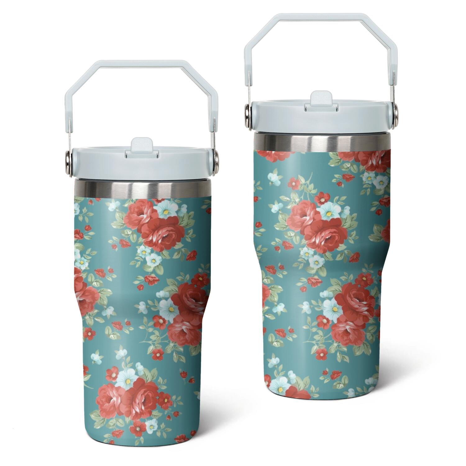 20oz Pioneer Colorful Floral Stainless Steel Flip Straw Tumbler with ...