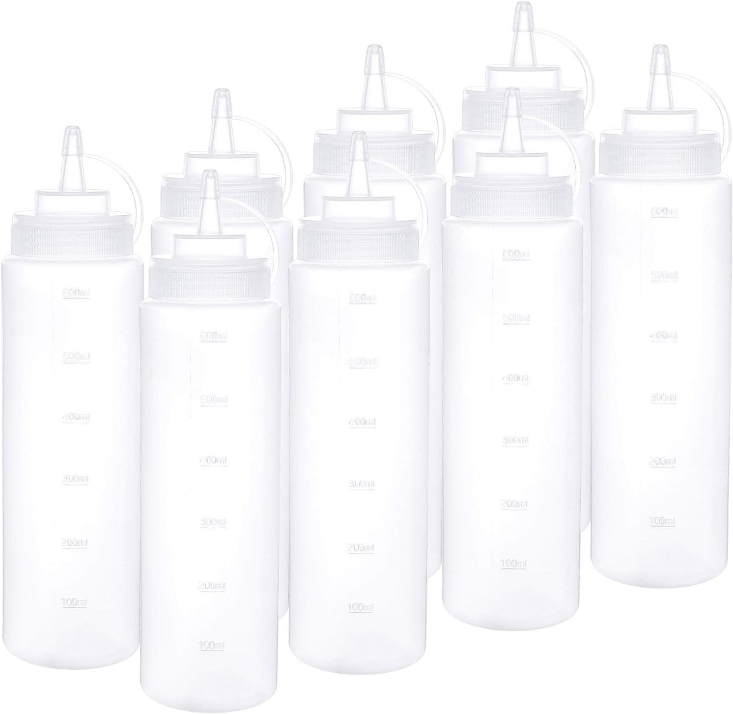 20oz Plastic Squeeze Bottles with Twist On Cap Lids Scale Empty ...