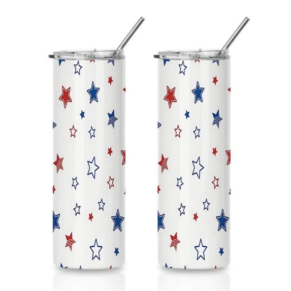 20oz Red White and Blue Stars Pattern Stainless Steel Tumbler， Tumbler ...