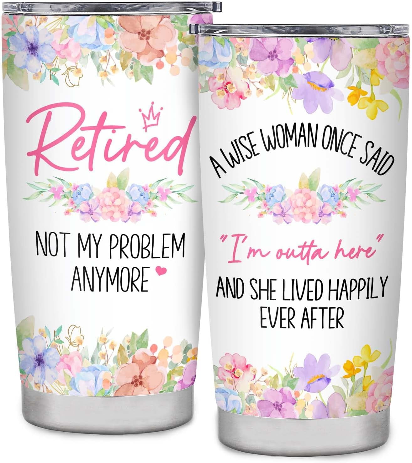 20oz Retirement Tumbler for Women - Stainless Steel Travel Mug ...