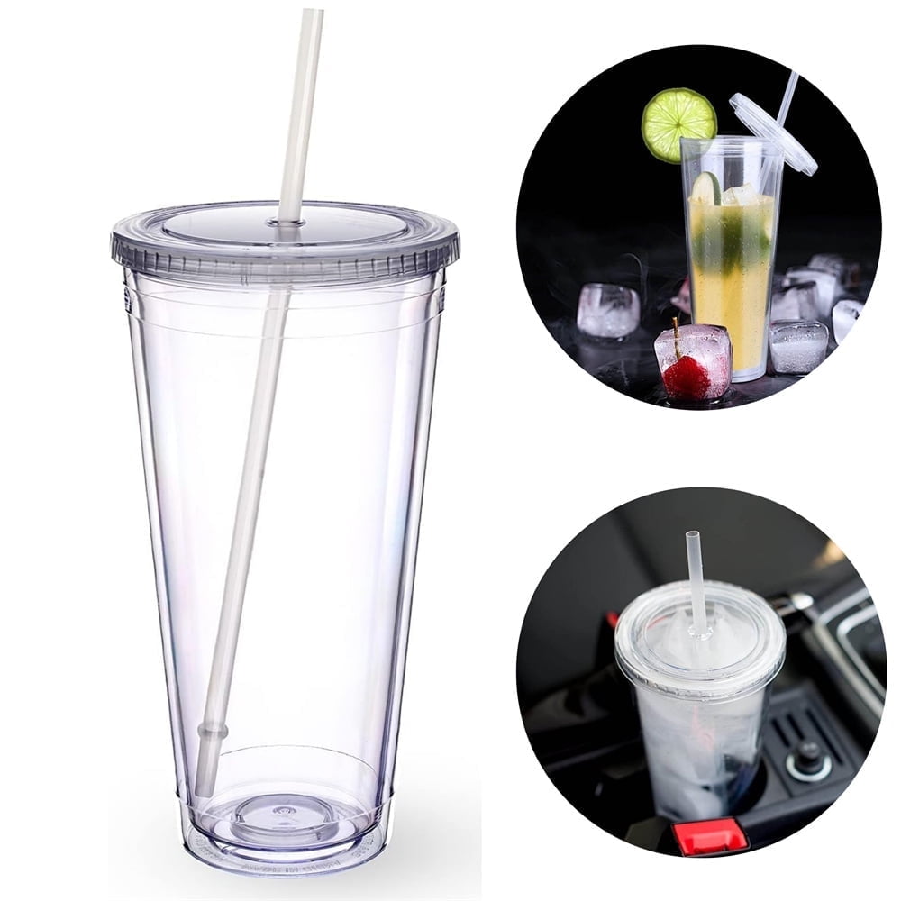20oz Reusable Cold Drink Tumbler,Clear Acrylic Tumblers,Insulated ...