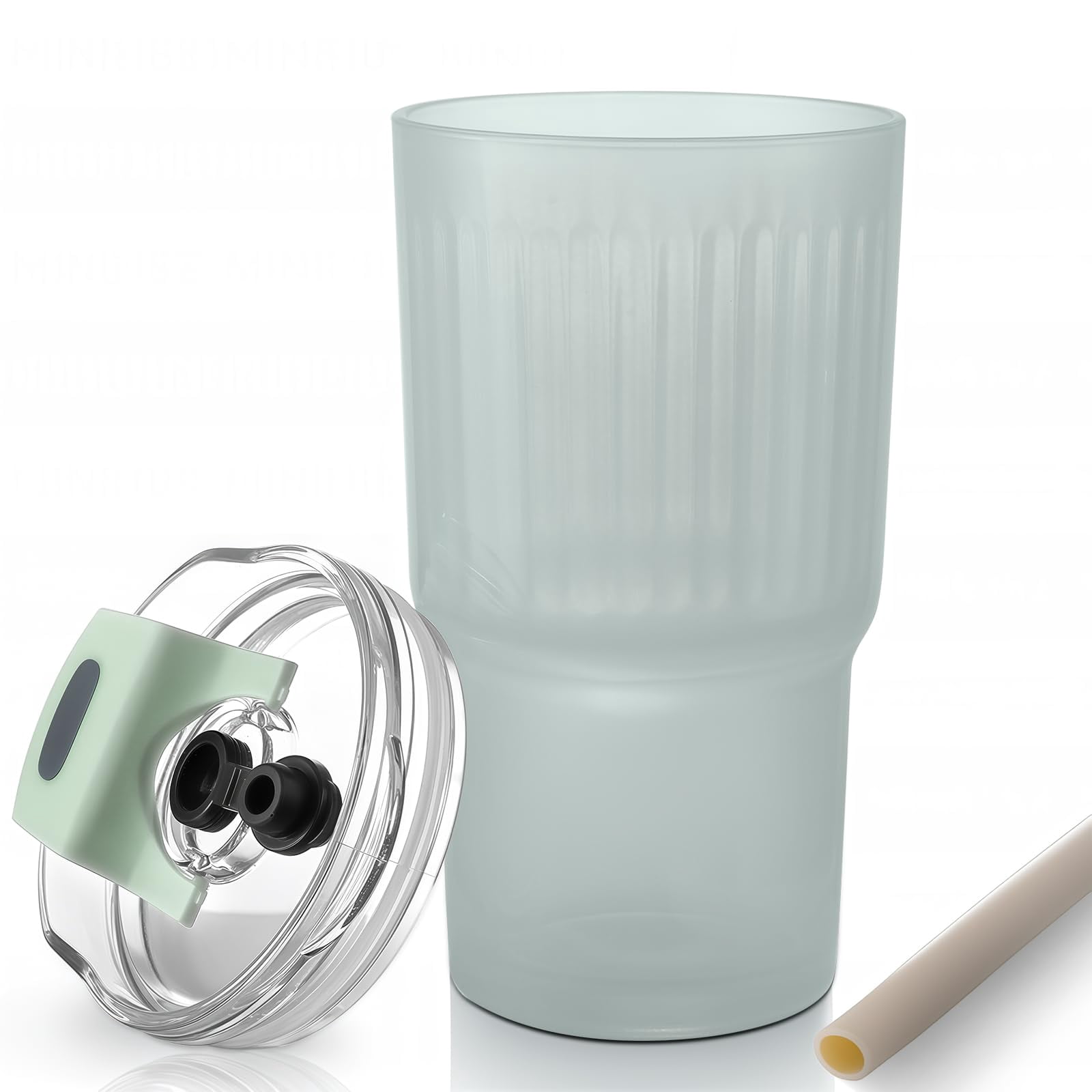 20oz Ribbed Glass Tumbler Blue 1 Count Reusable Iced Coffee Cup ...
