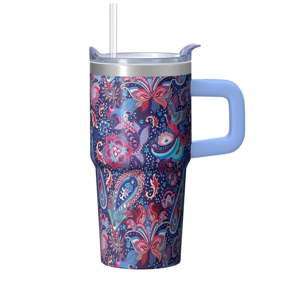 20oz Stainless Steel Coffee Tumbler with Lid and Straw, Bohemian ...