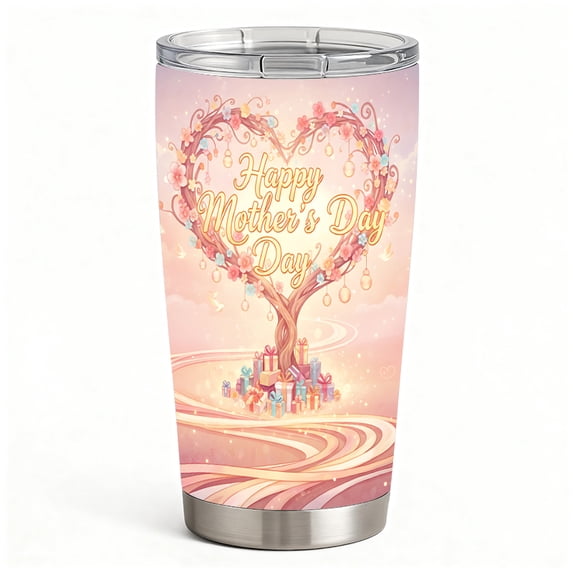 20oz Stainless Steel Insulated Tumbler with Lid, Floral Heart Tree ...