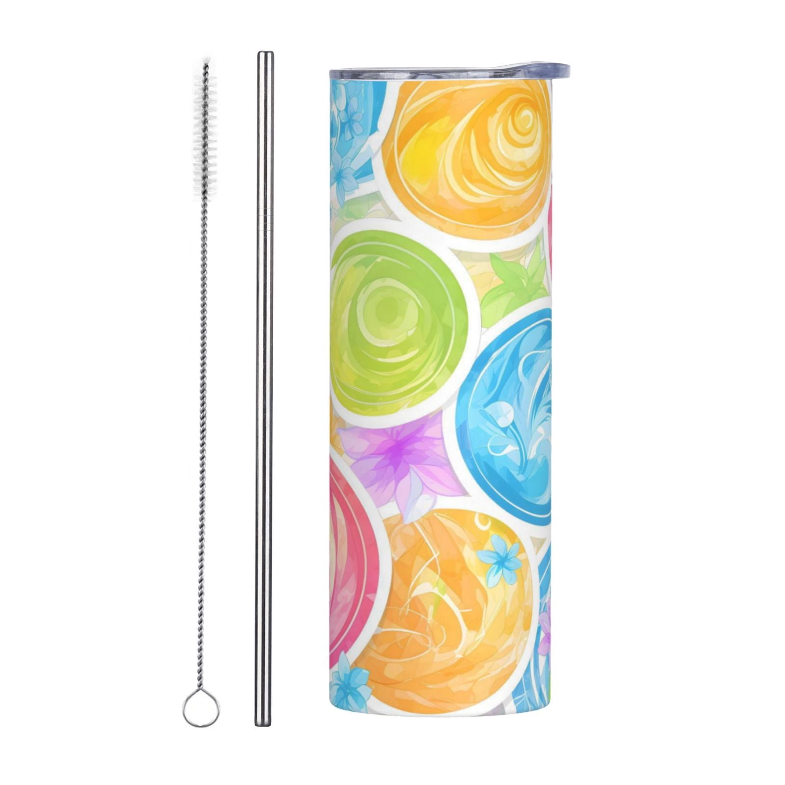 20oz Stainless Steel Mug Reusable Tumbler With Lid And Straw For Hot ...