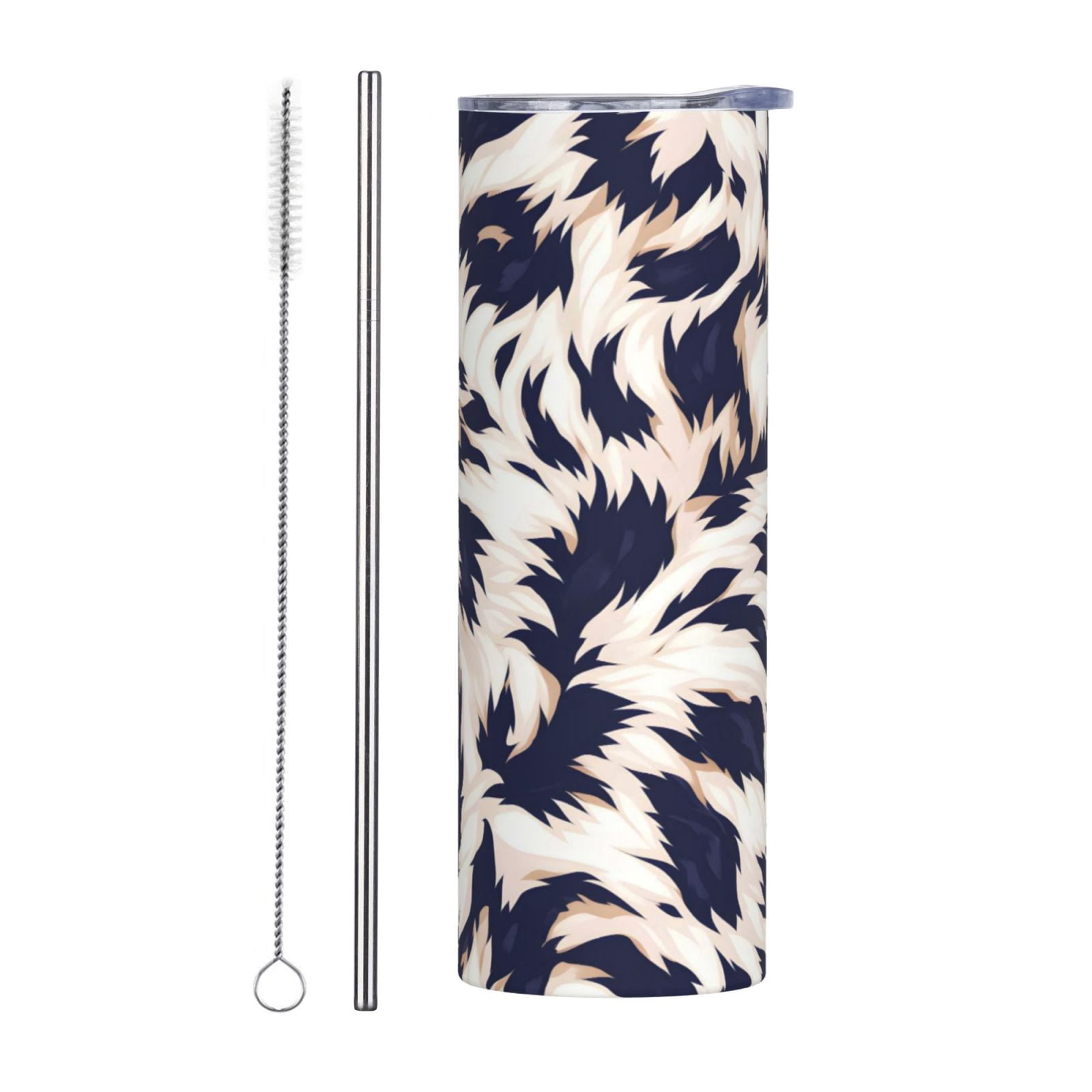 20oz Stainless Steel Mug Reusable Tumbler With Lid And Straw For Hot ...