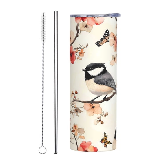 20oz Stainless Steel Mug Reusable Tumbler With Lid And Straw For Hot ...