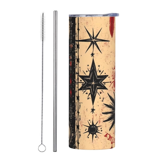 20oz Stainless Steel Mug Reusable Tumbler With Lid And Straw For Hot ...