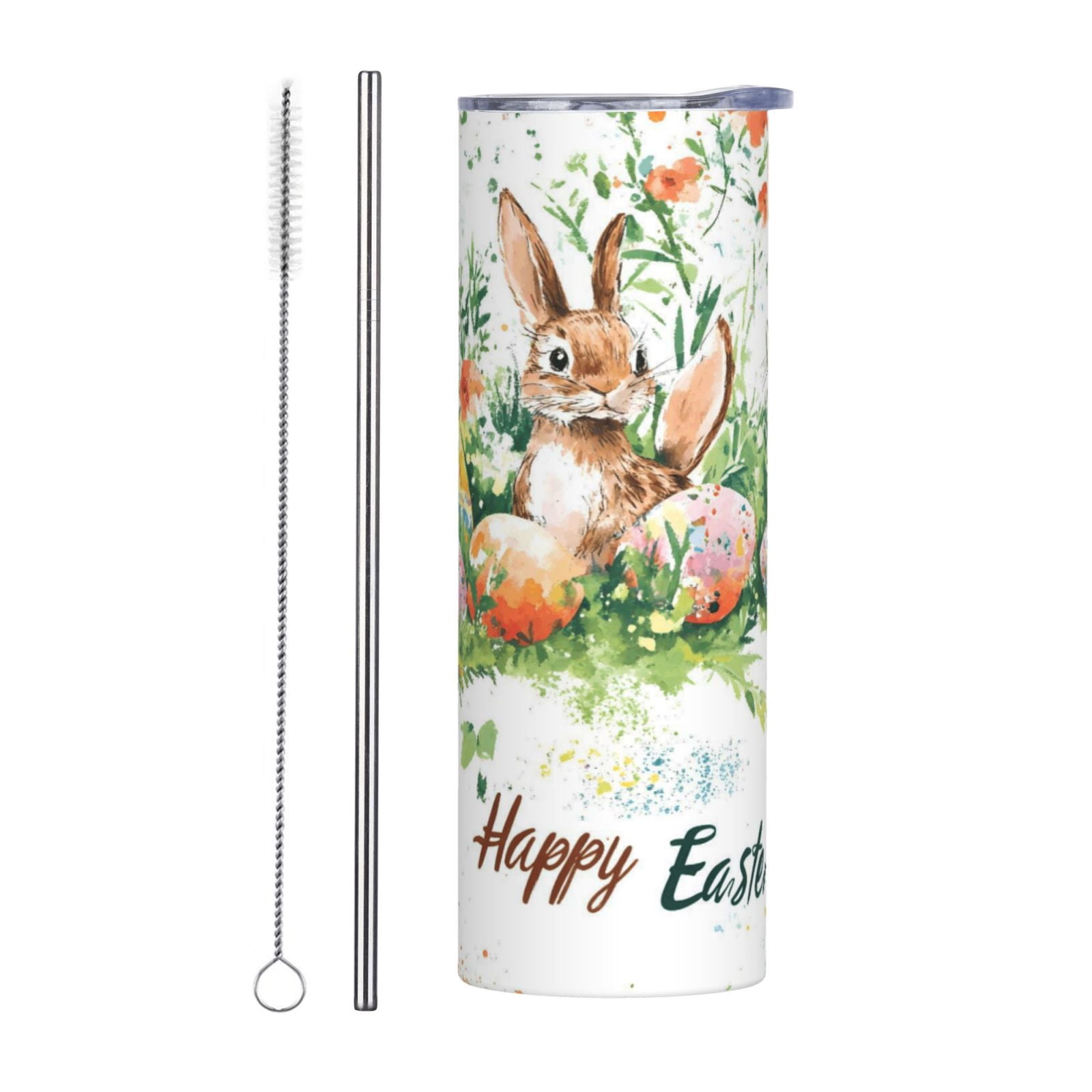 20oz Stainless Steel Mug Reusable Tumbler With Lid And Straw For Hot ...