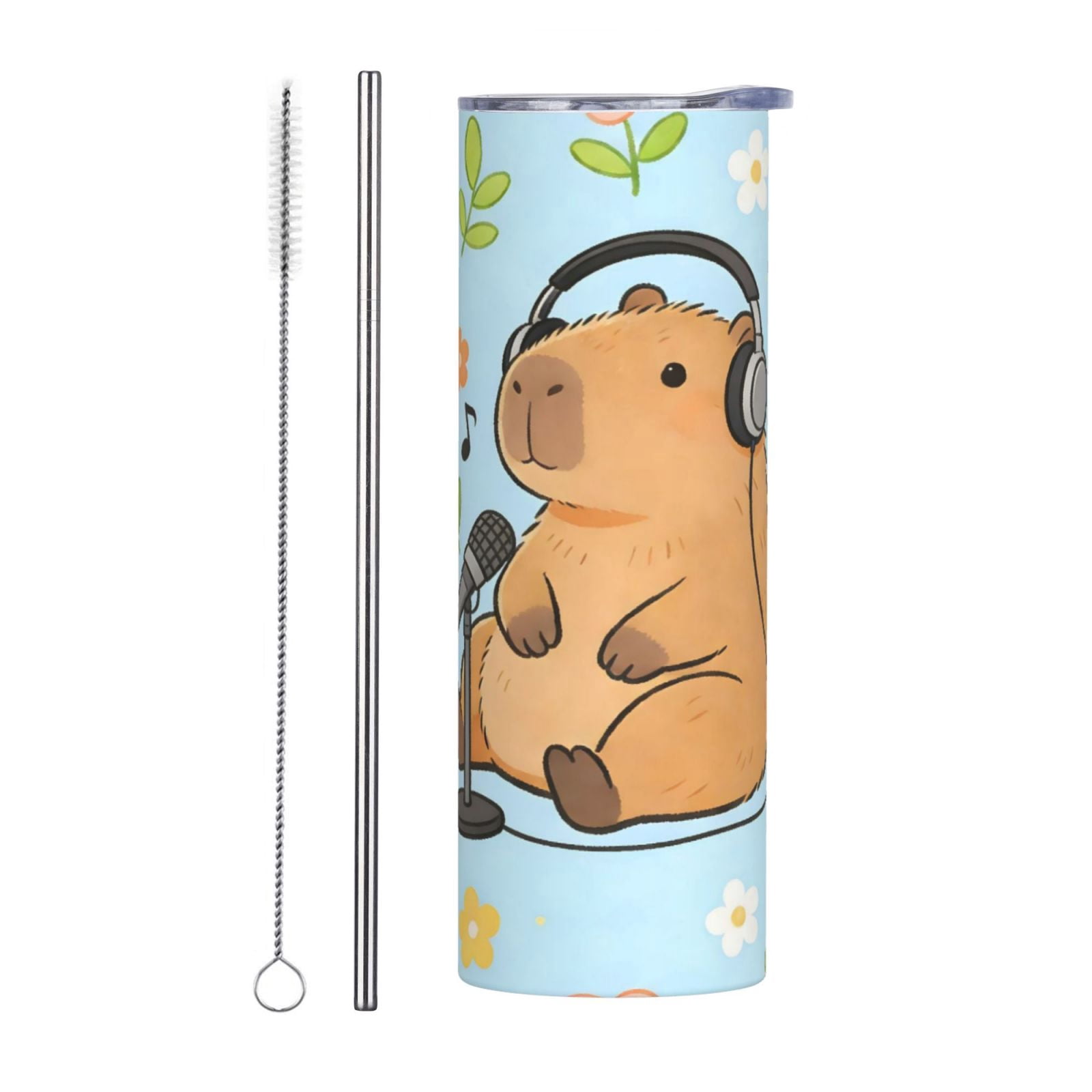 20oz Stainless Steel Mug Reusable Tumbler With Lid And Straw For Hot ...