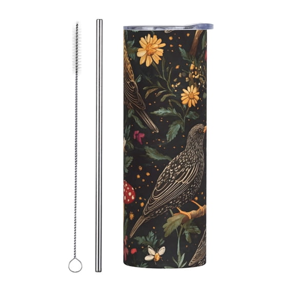 20oz Stainless Steel Mug Reusable Tumbler With Lid And Straw For Hot ...