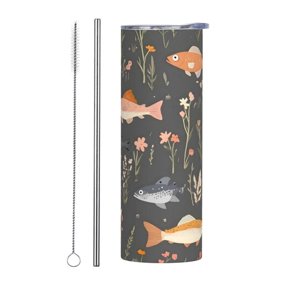 20oz Stainless Steel Mug Reusable Tumbler With Lid And Straw For Hot ...