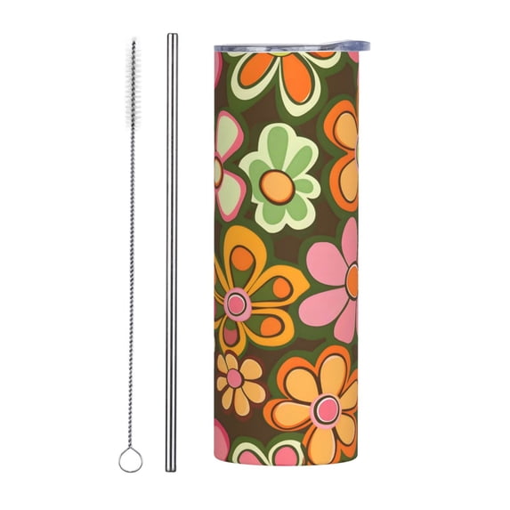 20oz Stainless Steel Mug Reusable Tumbler With Lid And Straw For Hot ...
