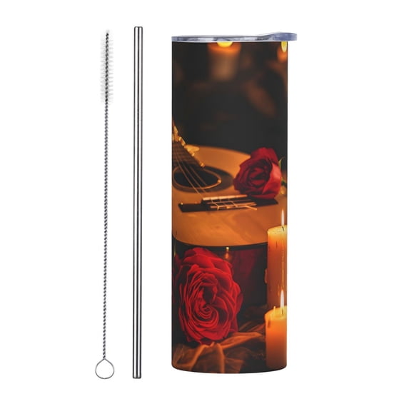 20oz Stainless Steel Mug Reusable Tumbler With Lid And Straw For Hot ...