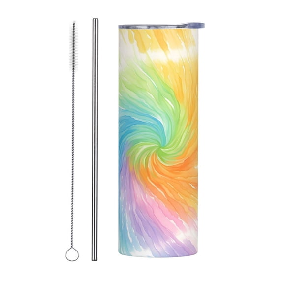 20oz Stainless Steel Mug Reusable Tumbler With Lid And Straw For Hot ...