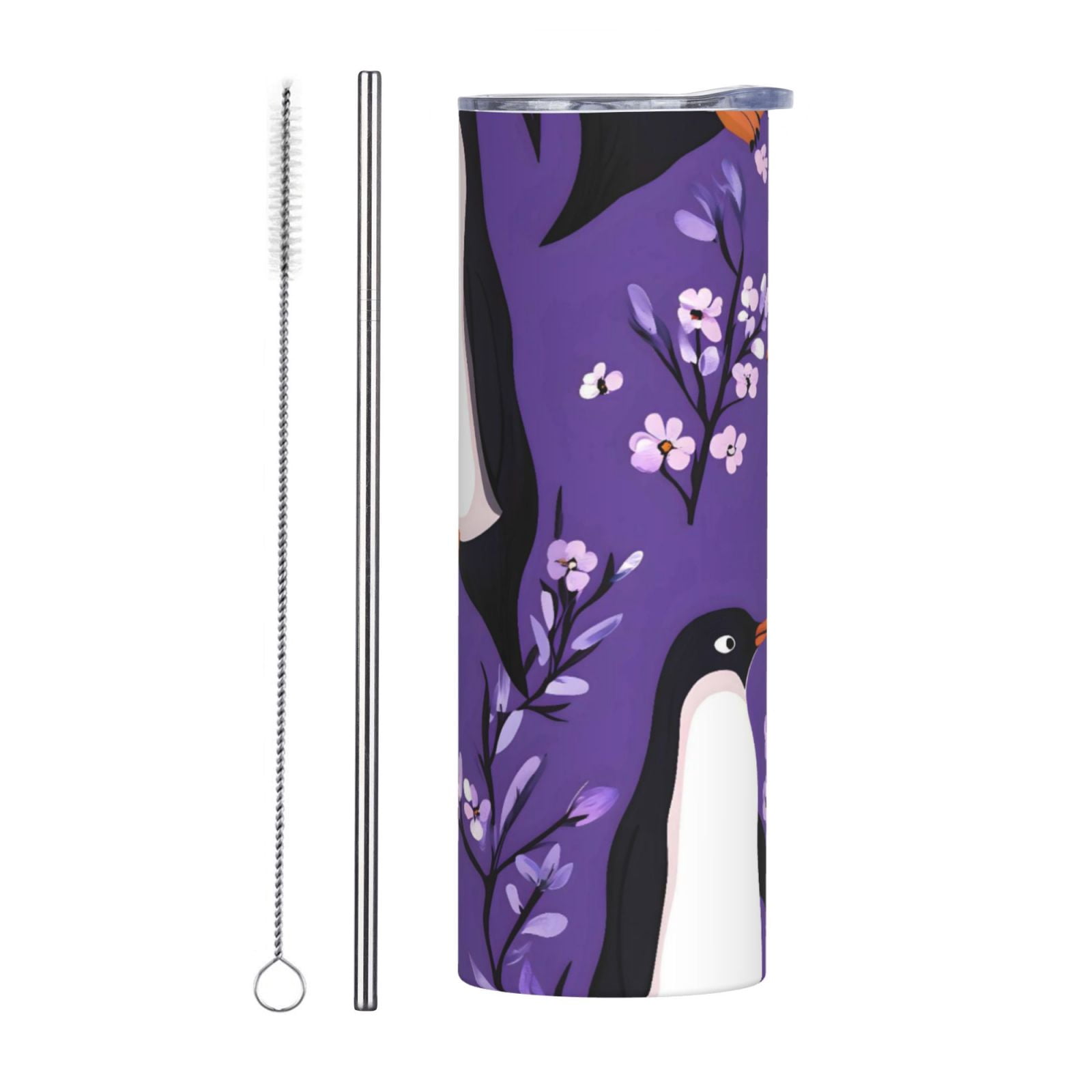 20oz Stainless Steel Mug Reusable Tumbler With Lid And Straw For Hot ...