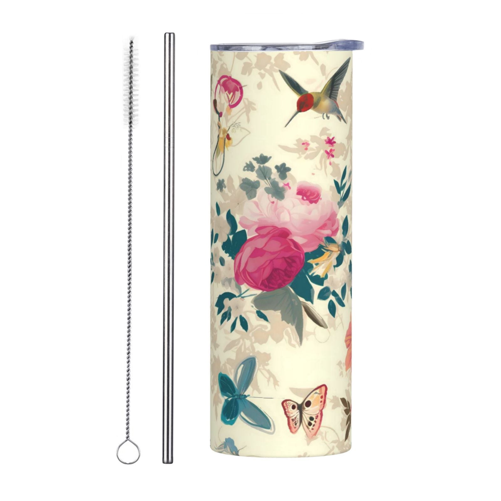 20oz Stainless Steel Mug Reusable Tumbler With Lid And Straw For Hot ...
