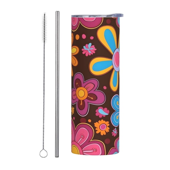 20oz Stainless Steel Mug Reusable Tumbler With Lid And Straw For Hot ...