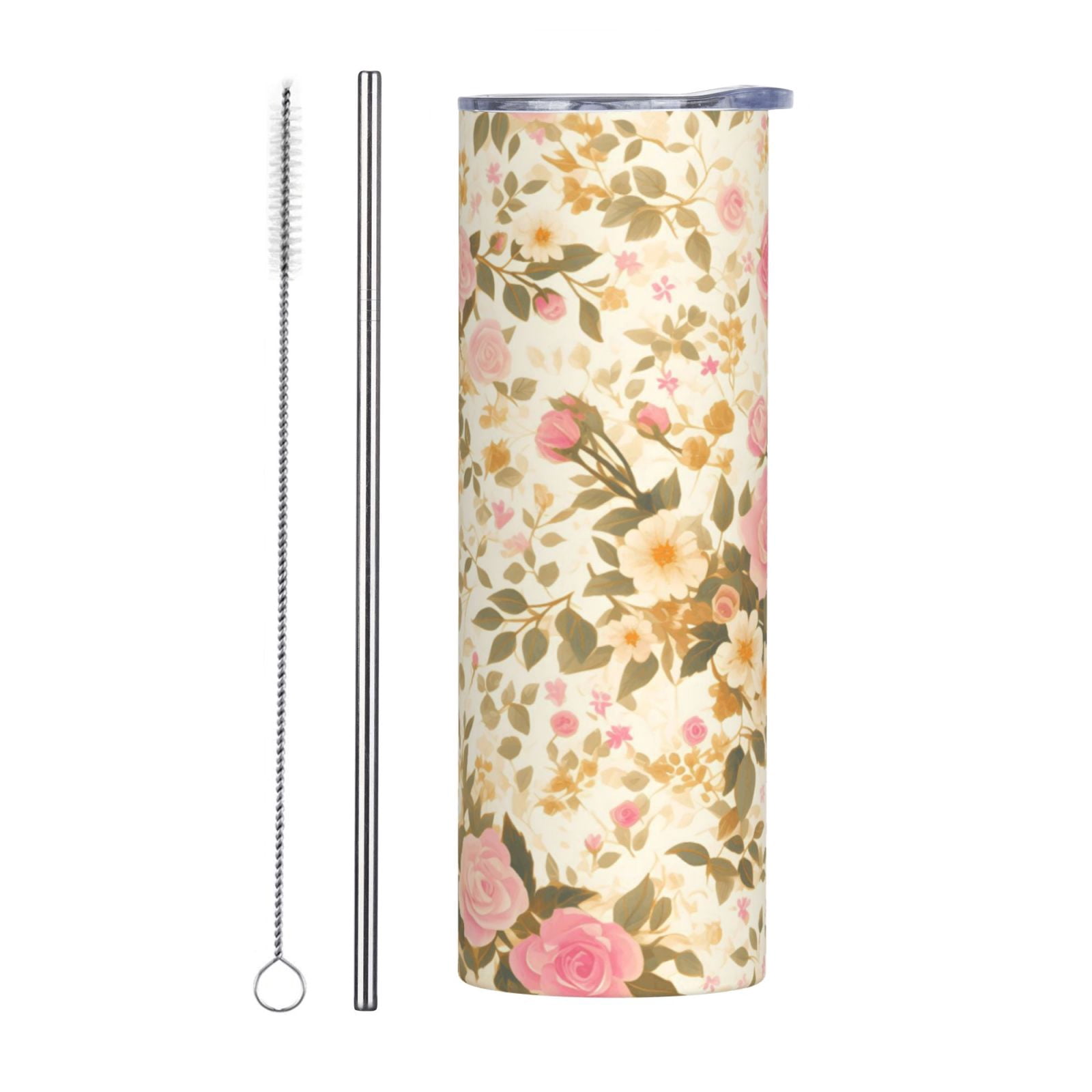 20oz Stainless Steel Mug Reusable Tumbler With Lid And Straw For Hot ...