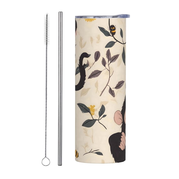 20oz Stainless Steel Mug Reusable Tumbler With Lid And Straw For Hot ...