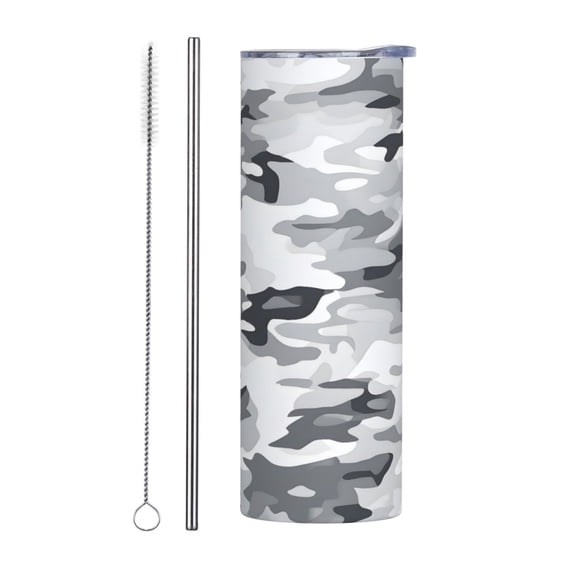 20oz Stainless Steel Mug Reusable Tumbler With Lid And Straw For Hot ...