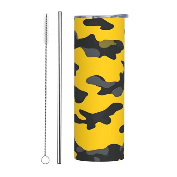20oz Stainless Steel Mug Reusable Tumbler With Lid And Straw For Hot ...