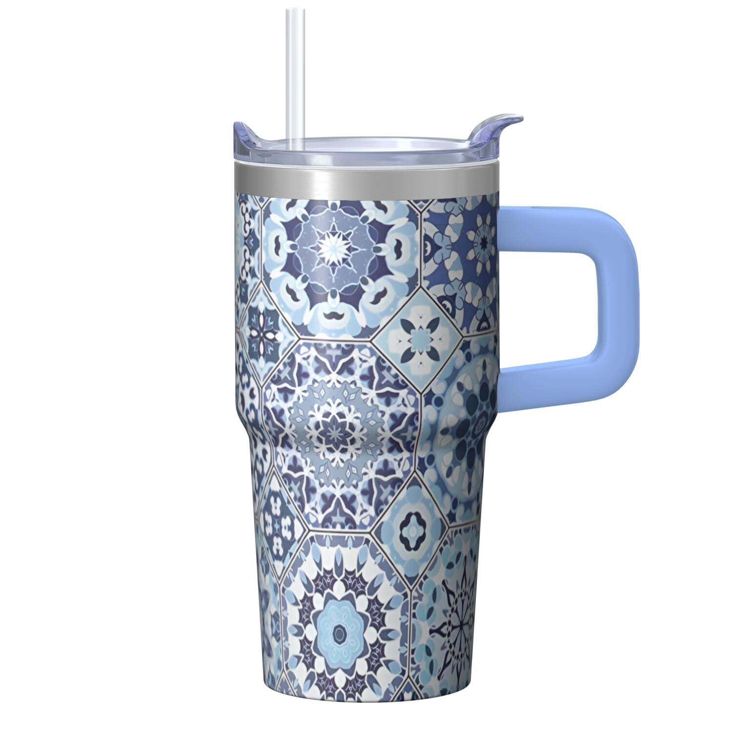 20oz Stainless Steel Mug with Lid and Straw - Double Wall Vacuum ...