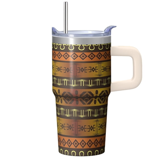 20oz Stainless Steel Travel Cup Boho Style with Lid & Straw - Double ...